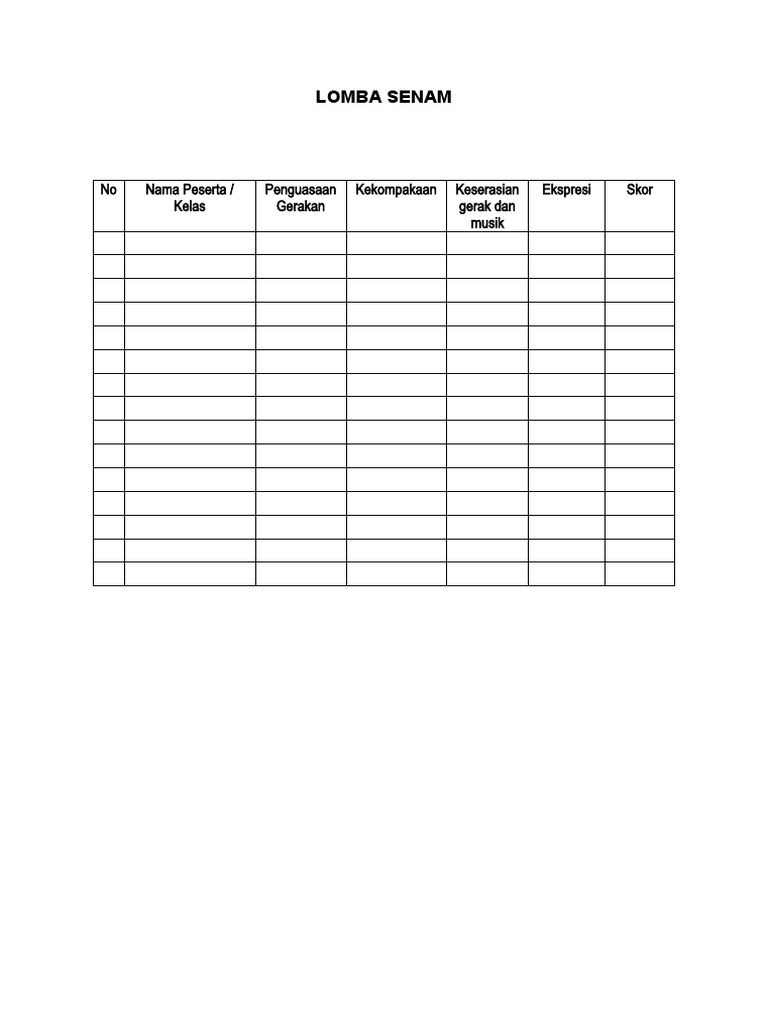 Format Penilaian LOMBA Senam | PDF