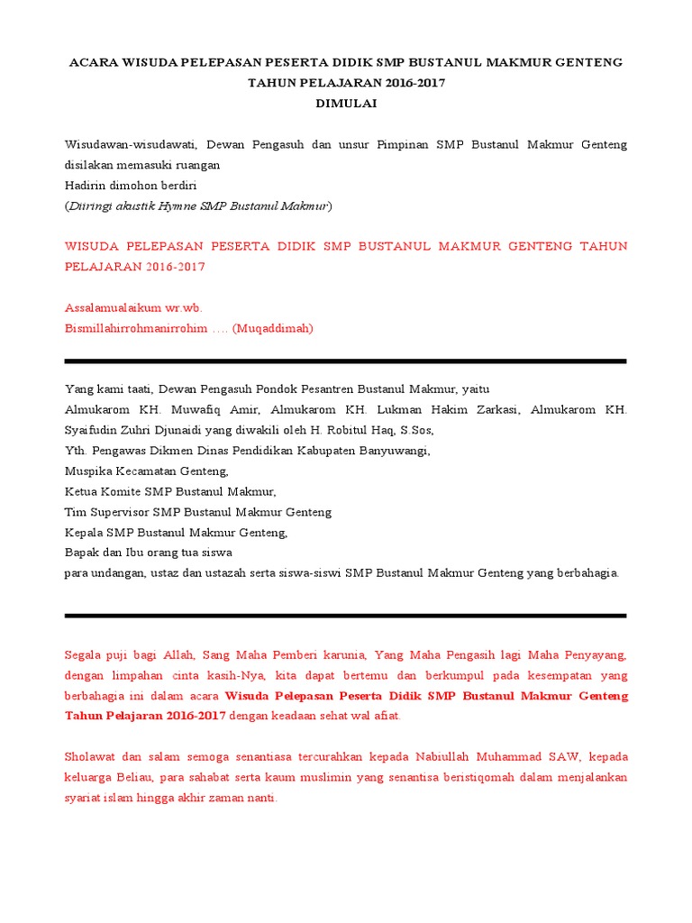 Susunan Acara Wisuda | PDF