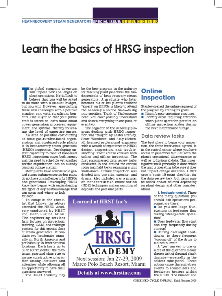 Learn The Basics of HRSG Inspection | PDF | Duct (Flow) | Steam