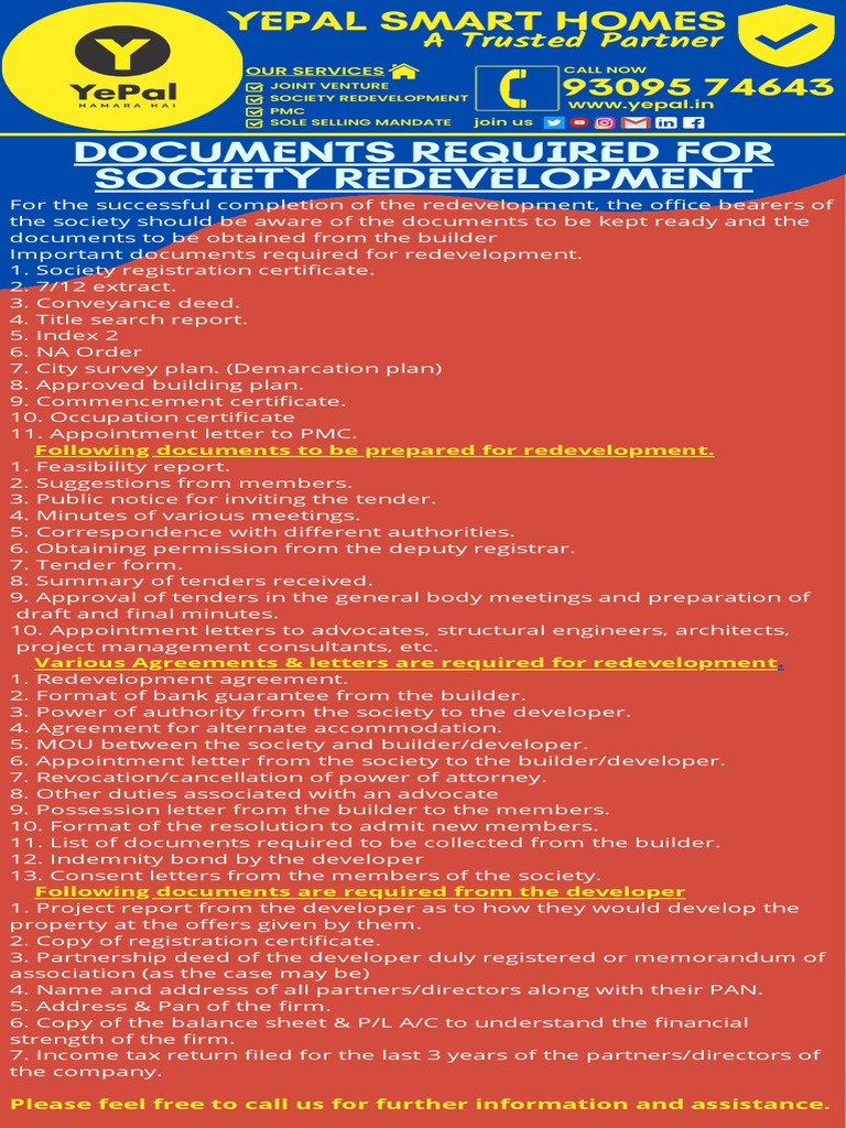 Society Redevelopment Required Documents | PDF