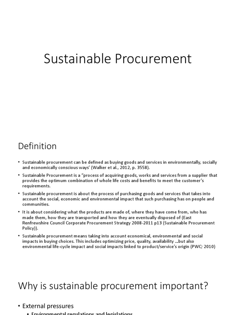 Sustainable Procurement | Download Free PDF | Sustainability | Procurement