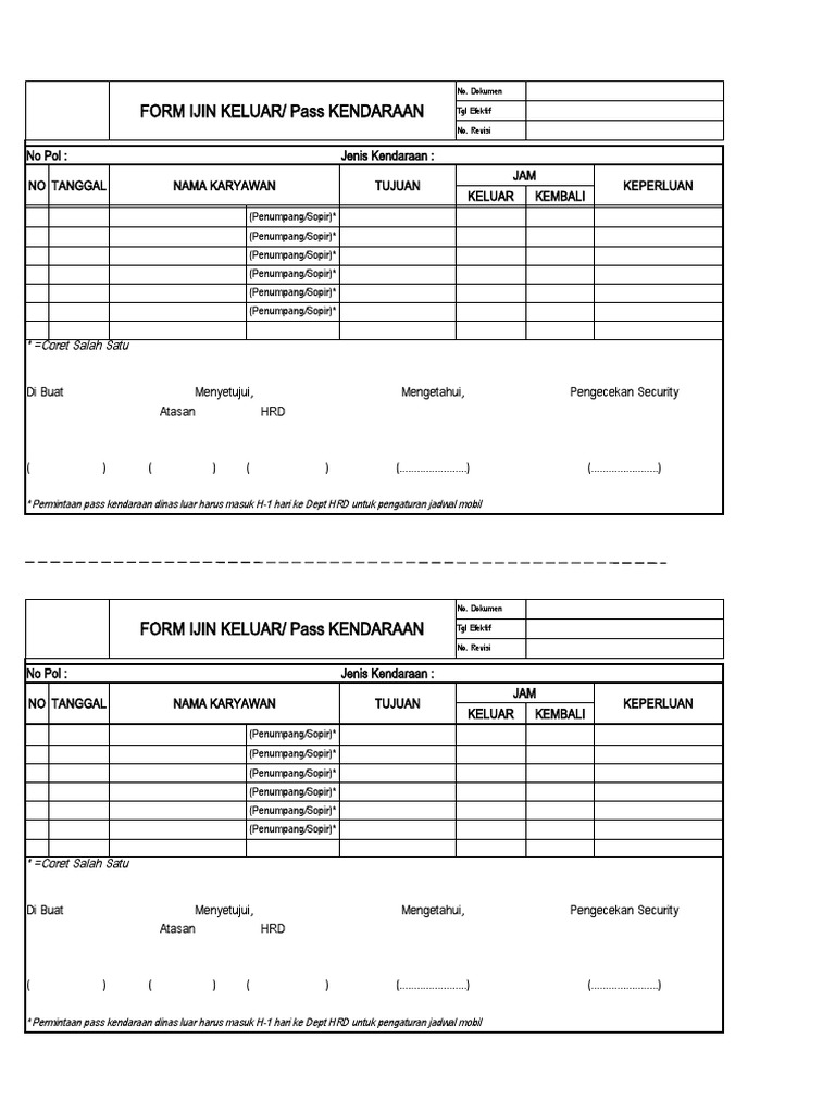 Ijin Keluar Karyawan | PDF