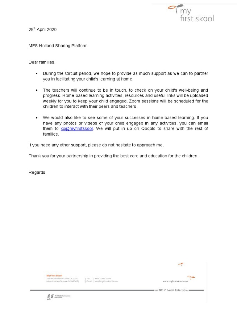 Letter To Parents - Sharing Platform | PDF | Wellness