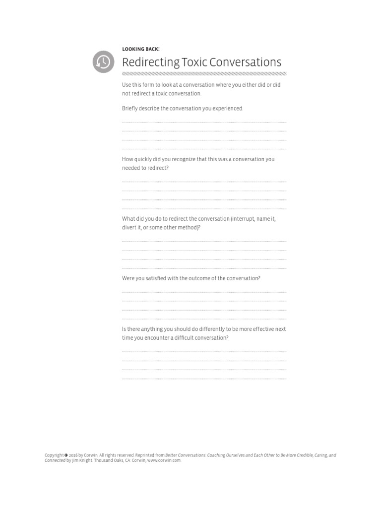 08 Redirecting Toxic Conversations - Looking Back | PDF | Career ...
