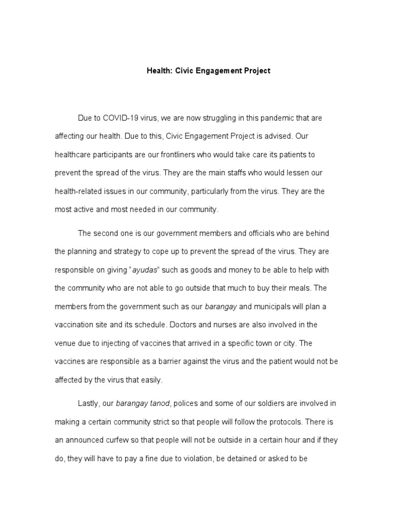 Health - Civic Engagement Project | PDF