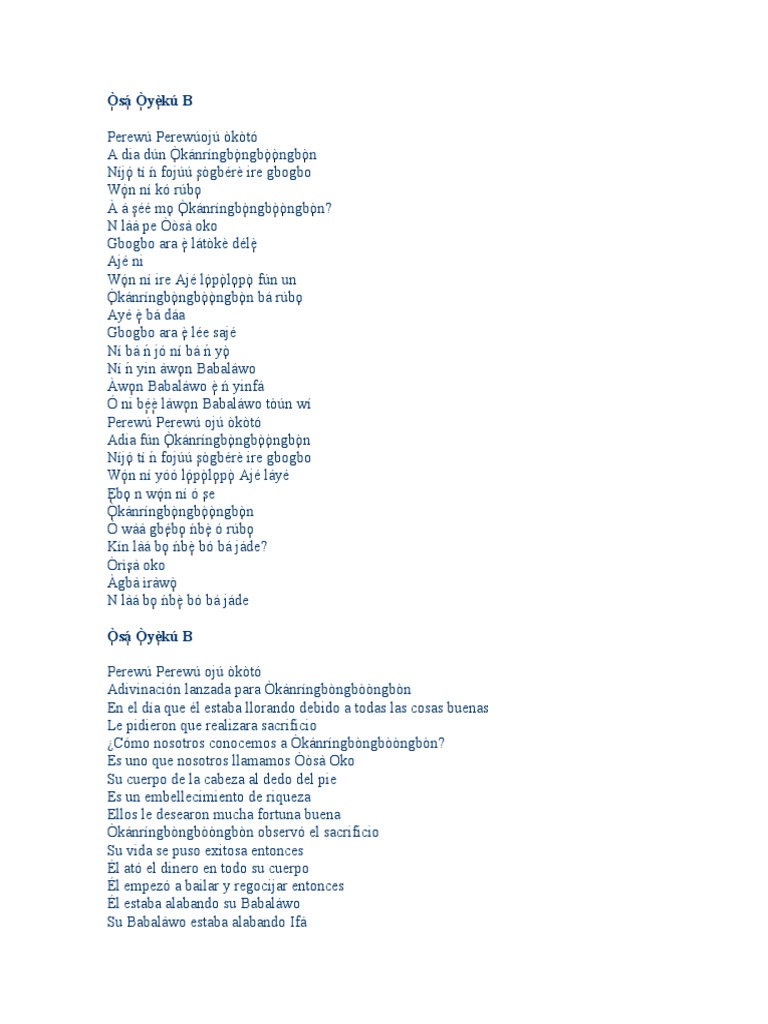 Odu Osa Oyeku 2 | PDF | Religión étnica