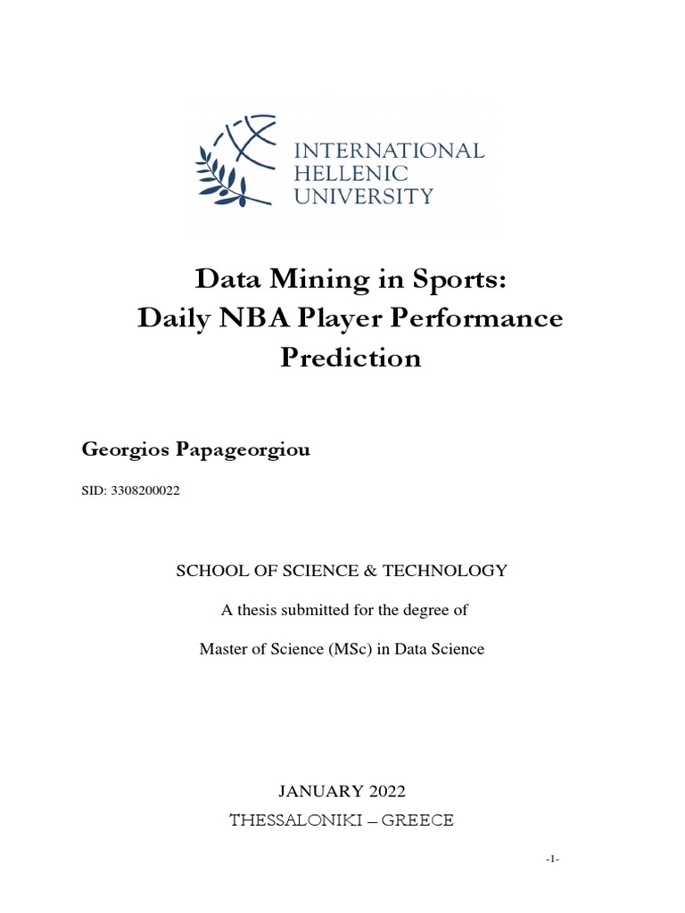Georgios Papageorgiou Dissertation Data Mining in Sports | PDF | Machine Learning | Cluster Analysis