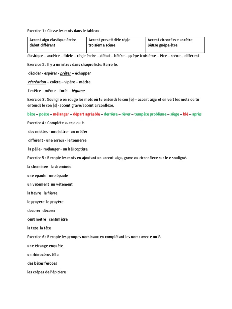 Exercices sur les Accents en Français | PDF