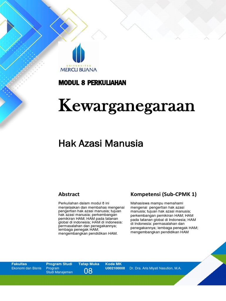 Modul 8 Kewarganegaraan - Dr. Dra. Aris Miyati, M.A. - Sem Genap UMB ...