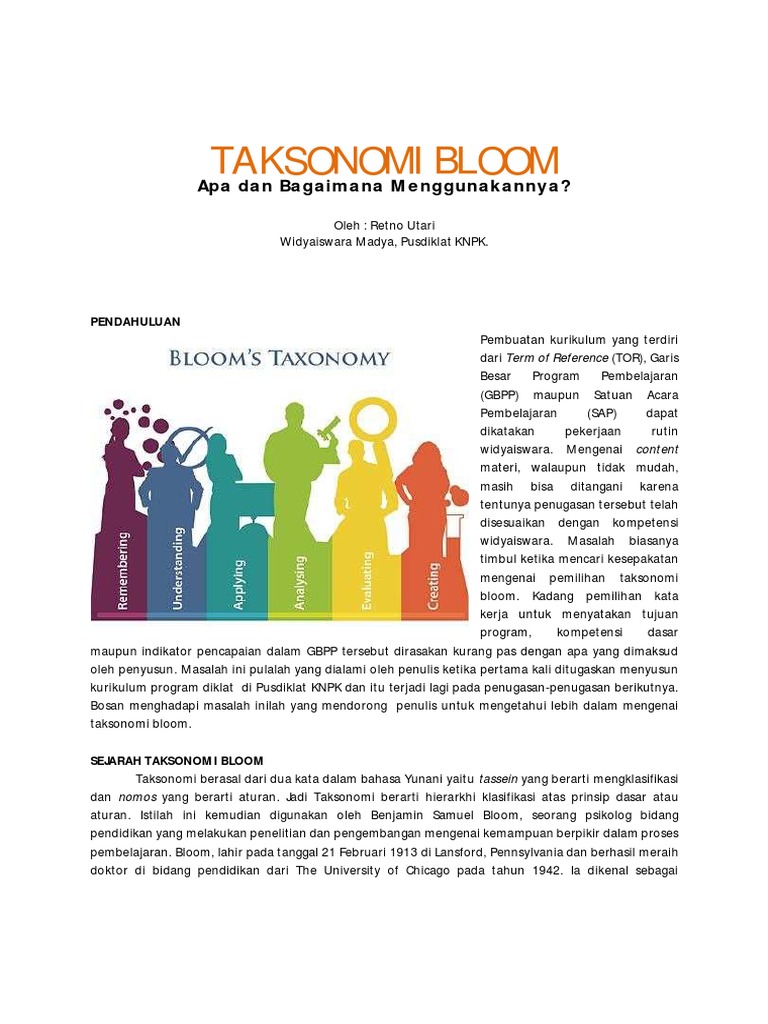 Memahami Taksonomi Bloom dalam Pendidikan | PDF