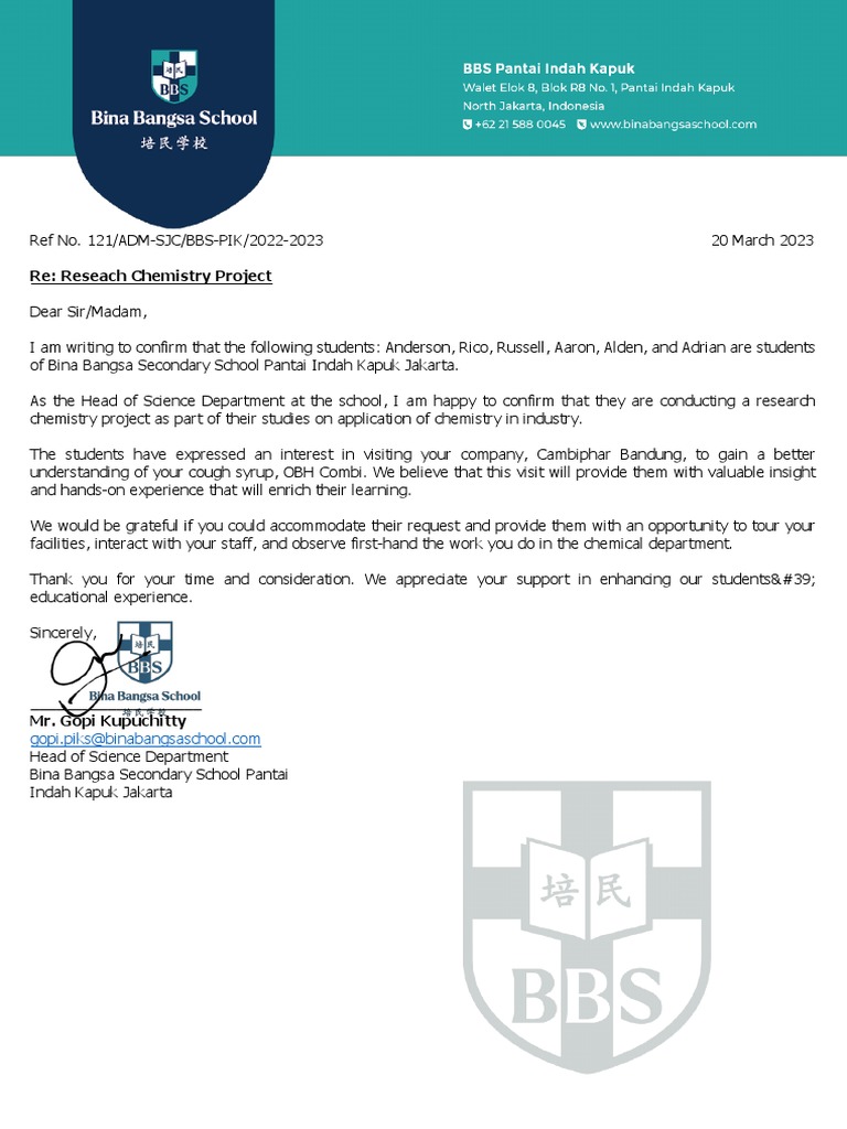121 - Research Chemistry Project Letter | PDF