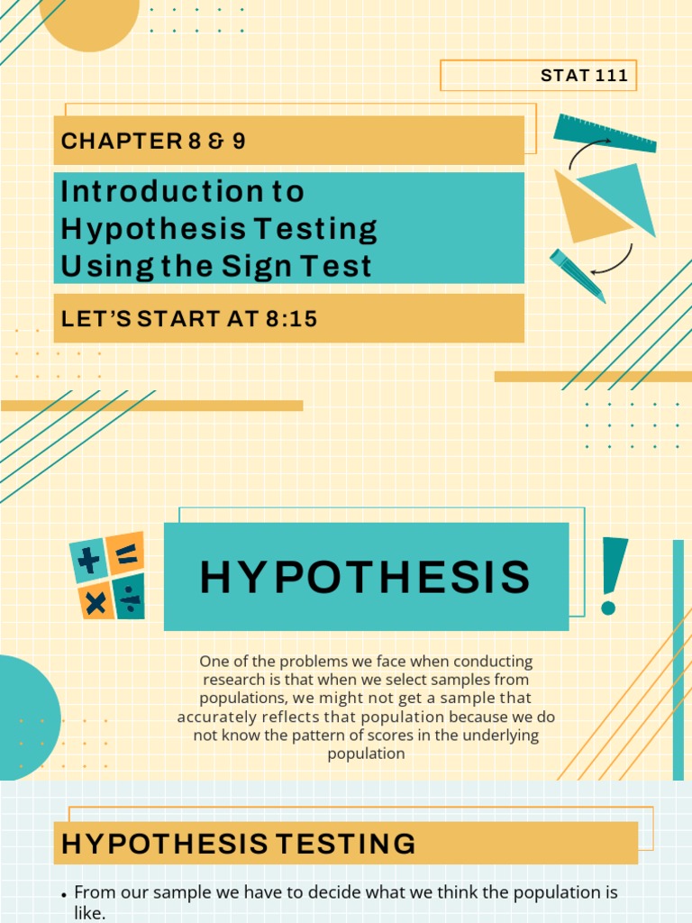 Chapter 8 and 9 Intro-to-Hypothesis-Testing-Using-Sign-Test | PDF | P ...
