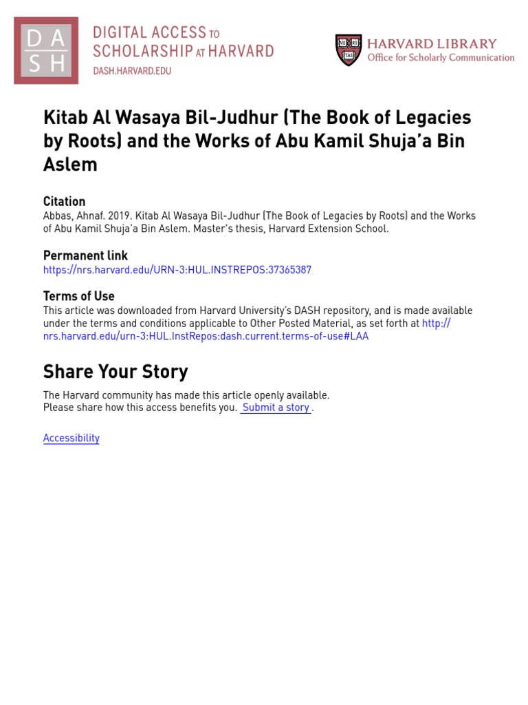 Abbas, Ahnaf. Kitab Al Wasaya Bil-Judhur (The Book of Legacies by Roots ...