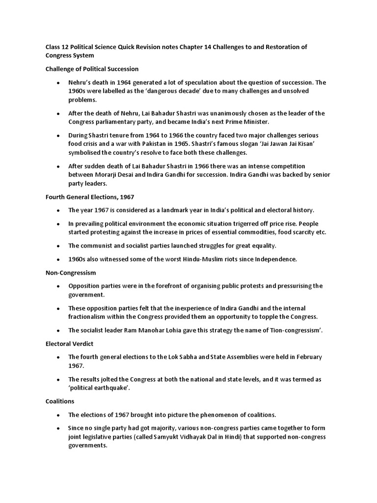 12th PL Sci Chapter 14 Challenges To and Res | PDF | Indian National ...