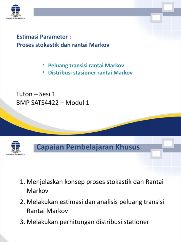 Materi 1 Estimasi Parameter Rantai Markov | PDF | Sains & Matematika