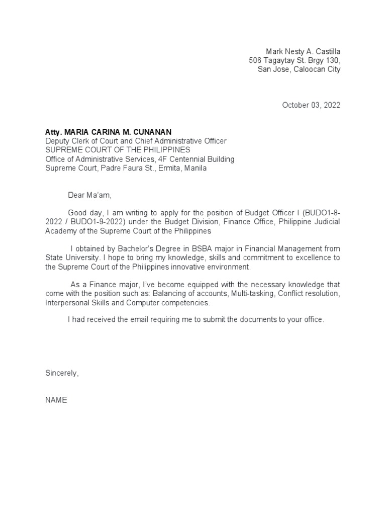 Application for Budget Officer Position | PDF