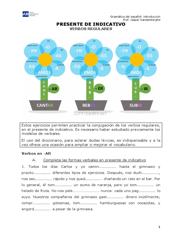 (Canvas) U1 - GBEE - Tema 21 (A) - Presente de Indicativo (Verbos ...