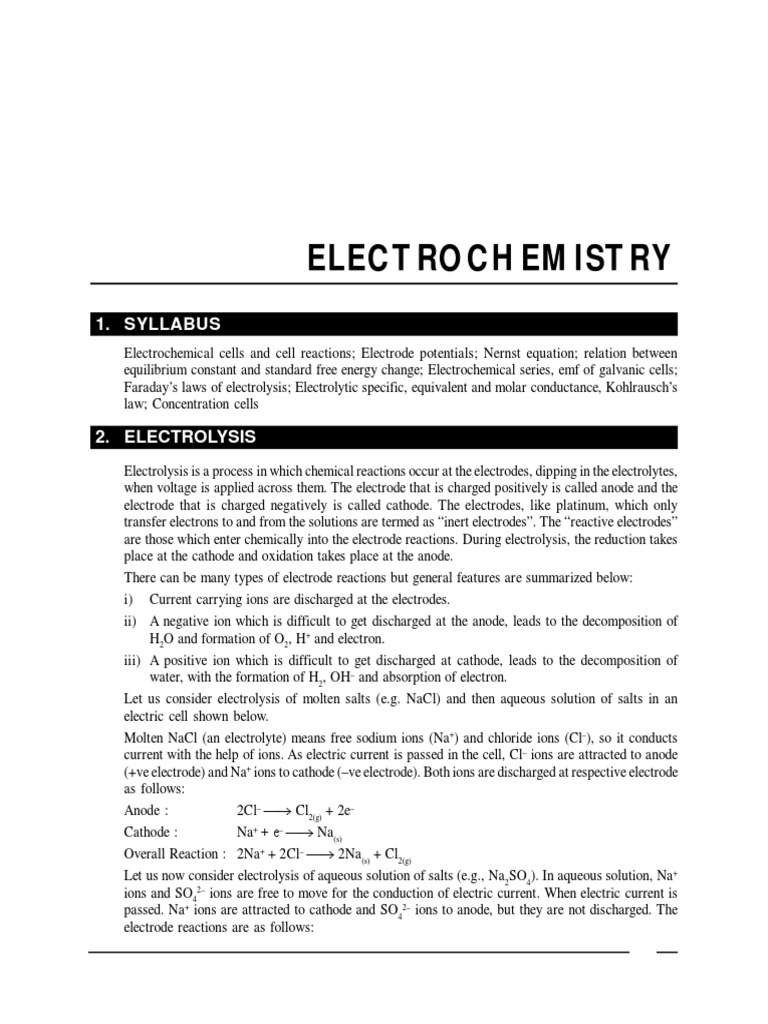 Electro Chemistry (Final) - 01-Theory | PDF | Electrochemistry | Redox