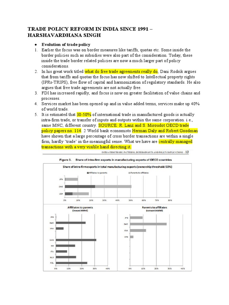 UNIT 1 Trade Policy Reforms | PDF