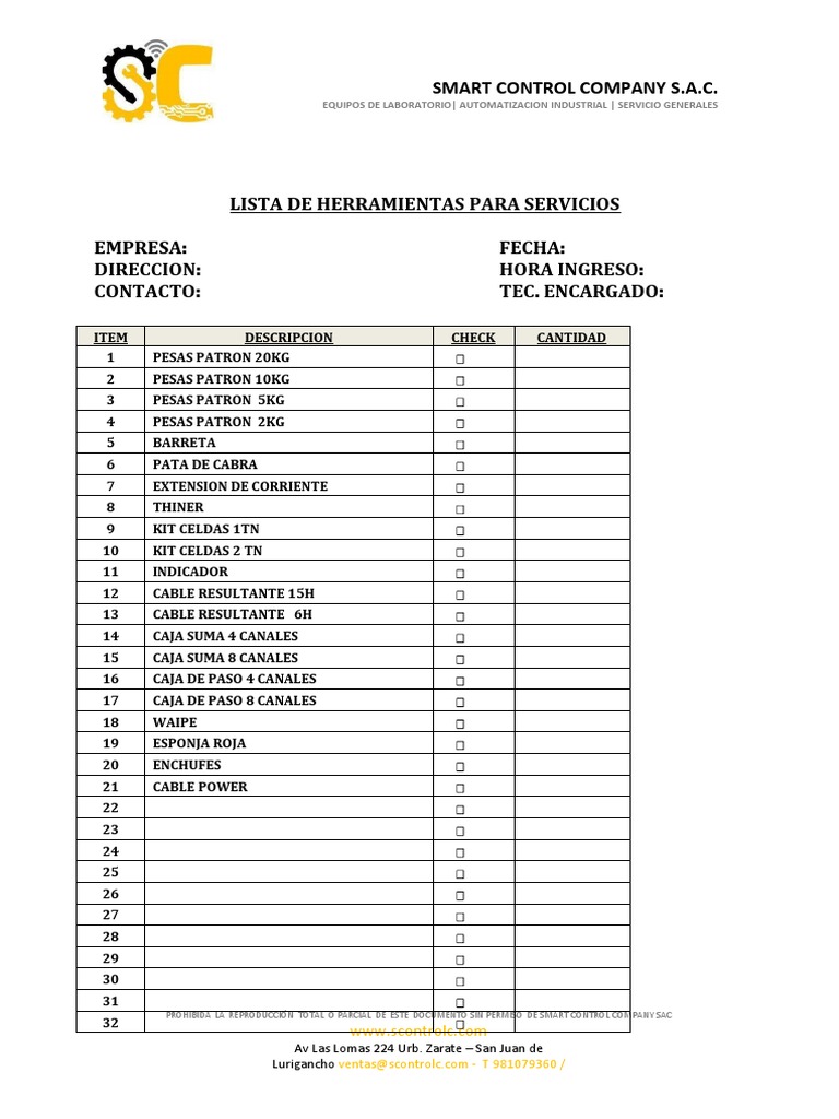 Formato Lista De Herramientas2 Pdf