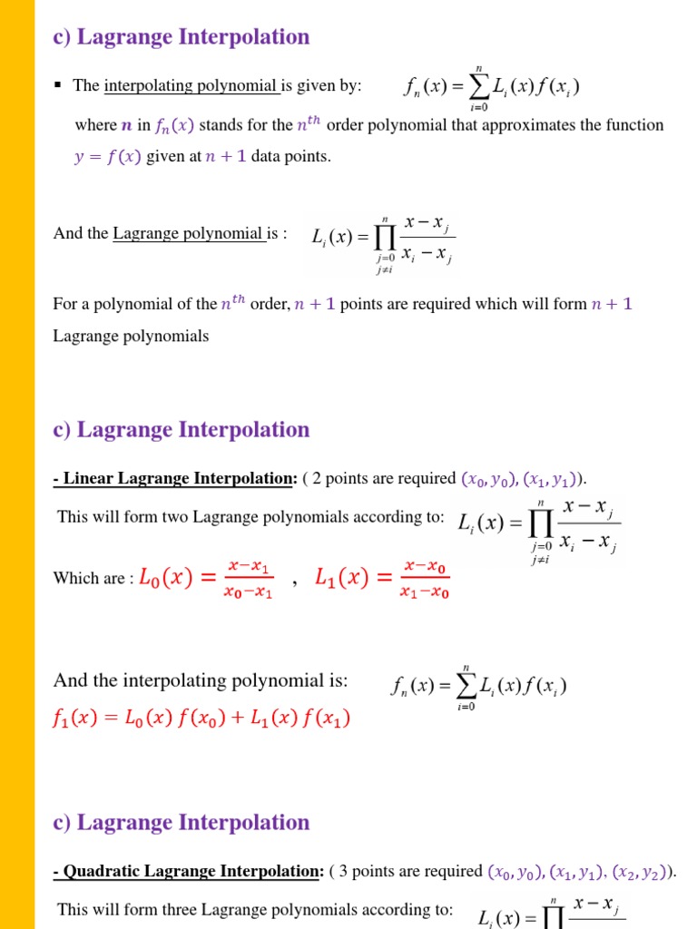 13 Interpolation - Lagrange NDD | PDF | Interpolation | Polynomial