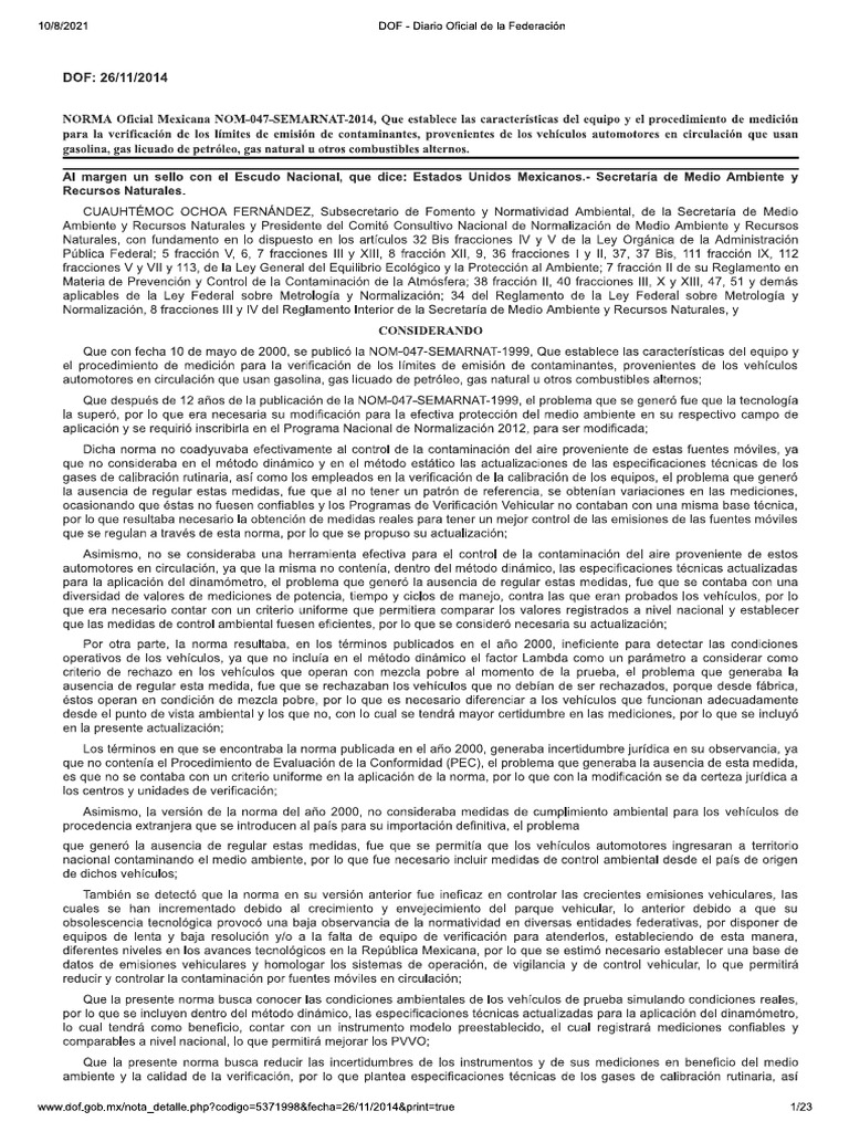 NOM 047 Semarnat 2014 | PDF