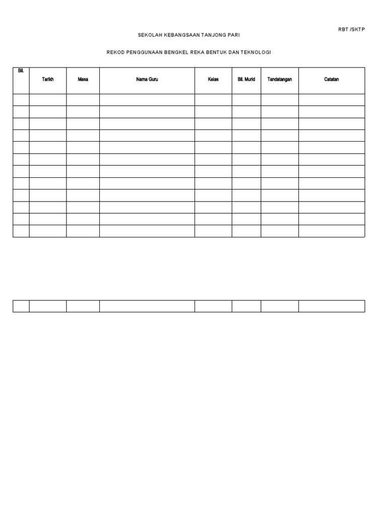 Rekod Penggunaan Bilik Khas | PDF