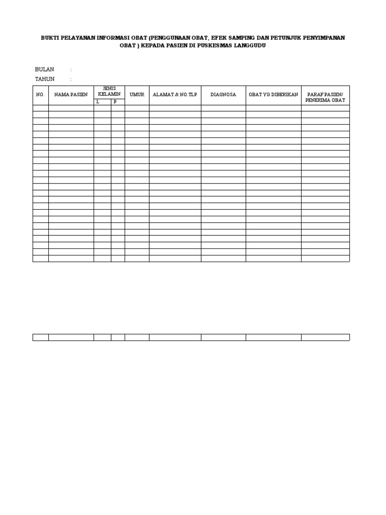 Form Bukti Pelayanan Informasi Obat | PDF