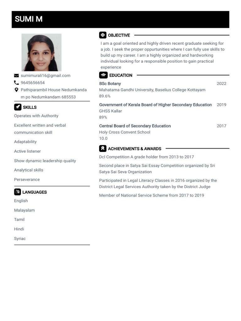 Sumi M - Resume | PDF