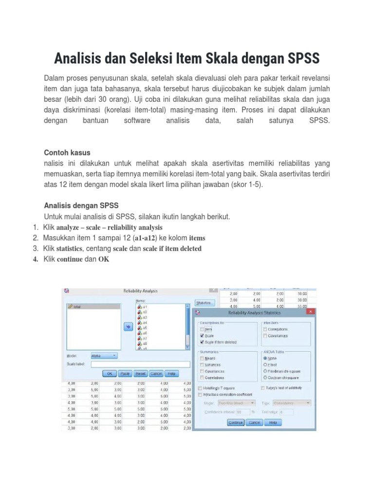 Analisis dan Seleksi Item Skala dengan SPSS | PDF