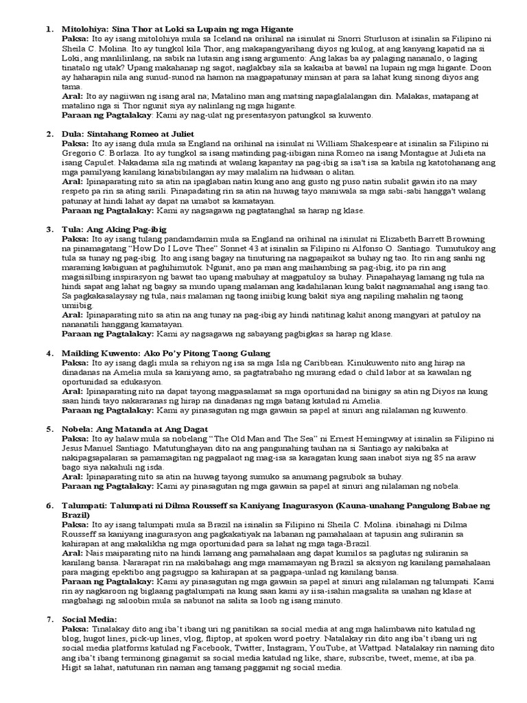 Filipino Reflection Q2 | PDF