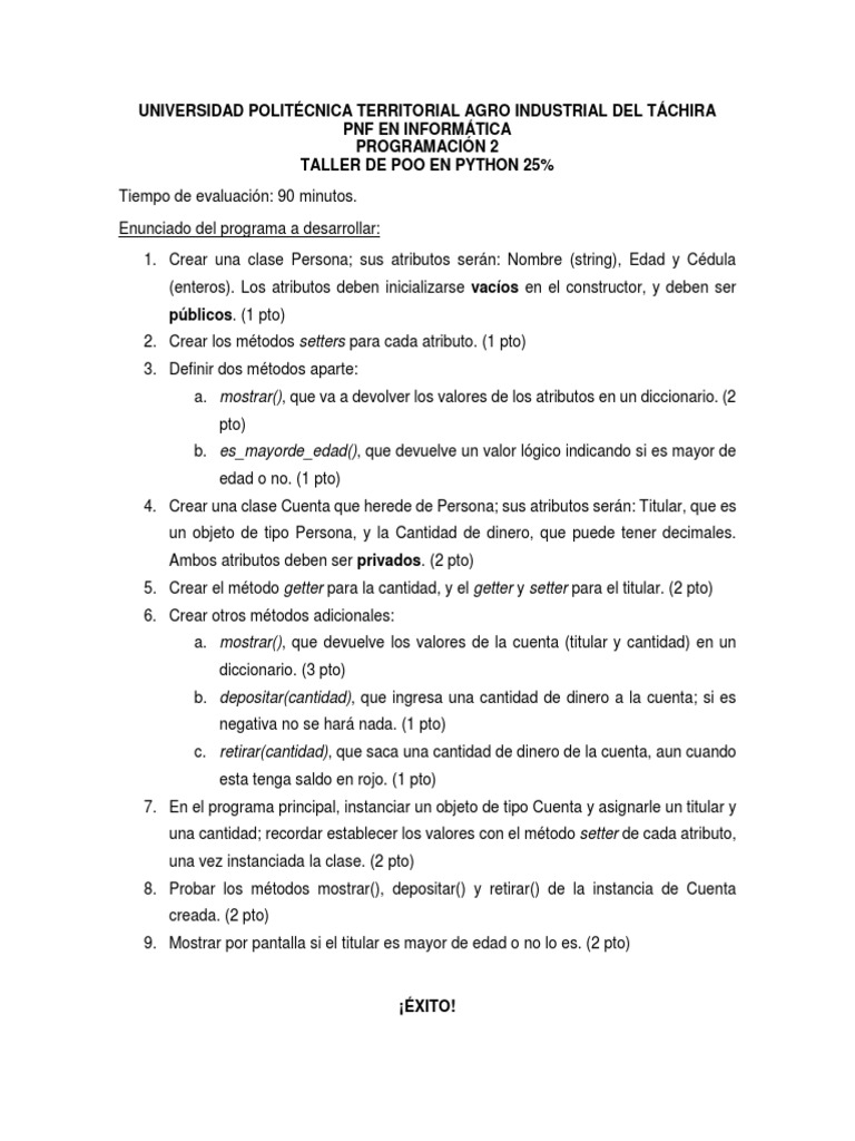 Taller POO en Python | PDF