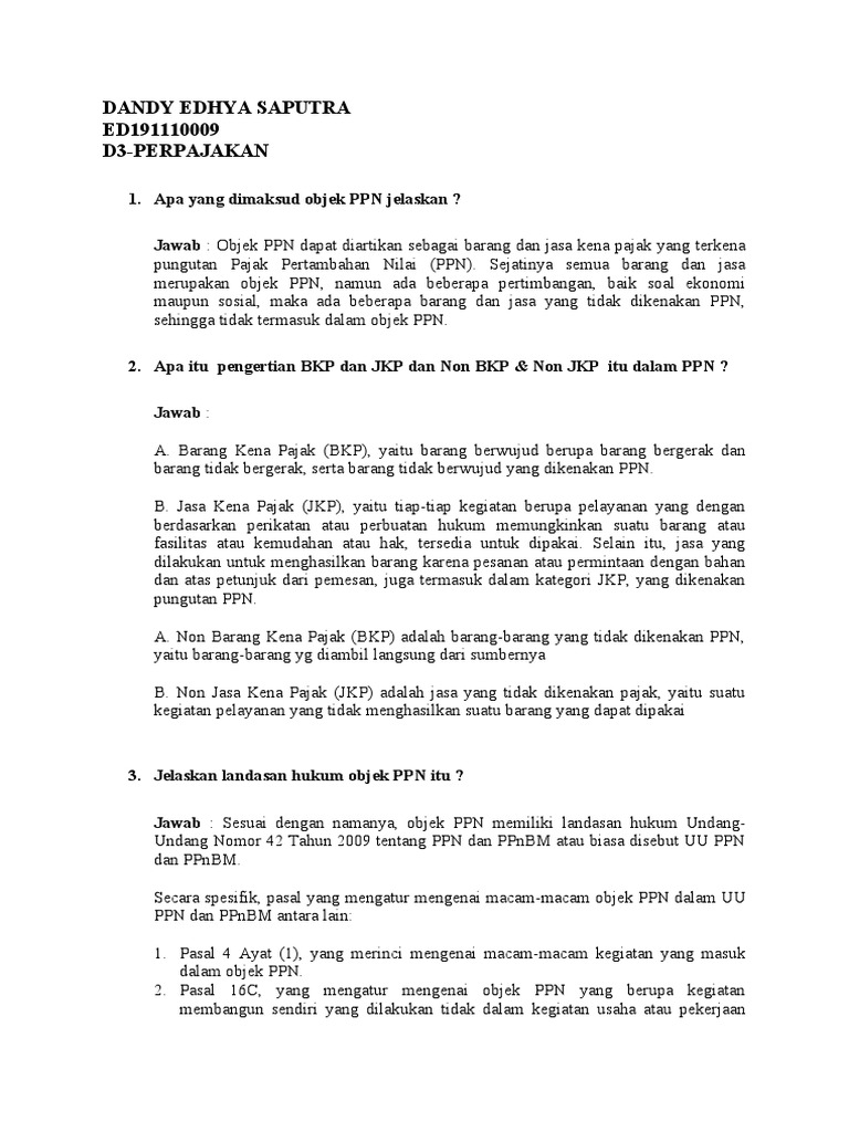 JAWABAN PPN & PPNBM DANDY | PDF