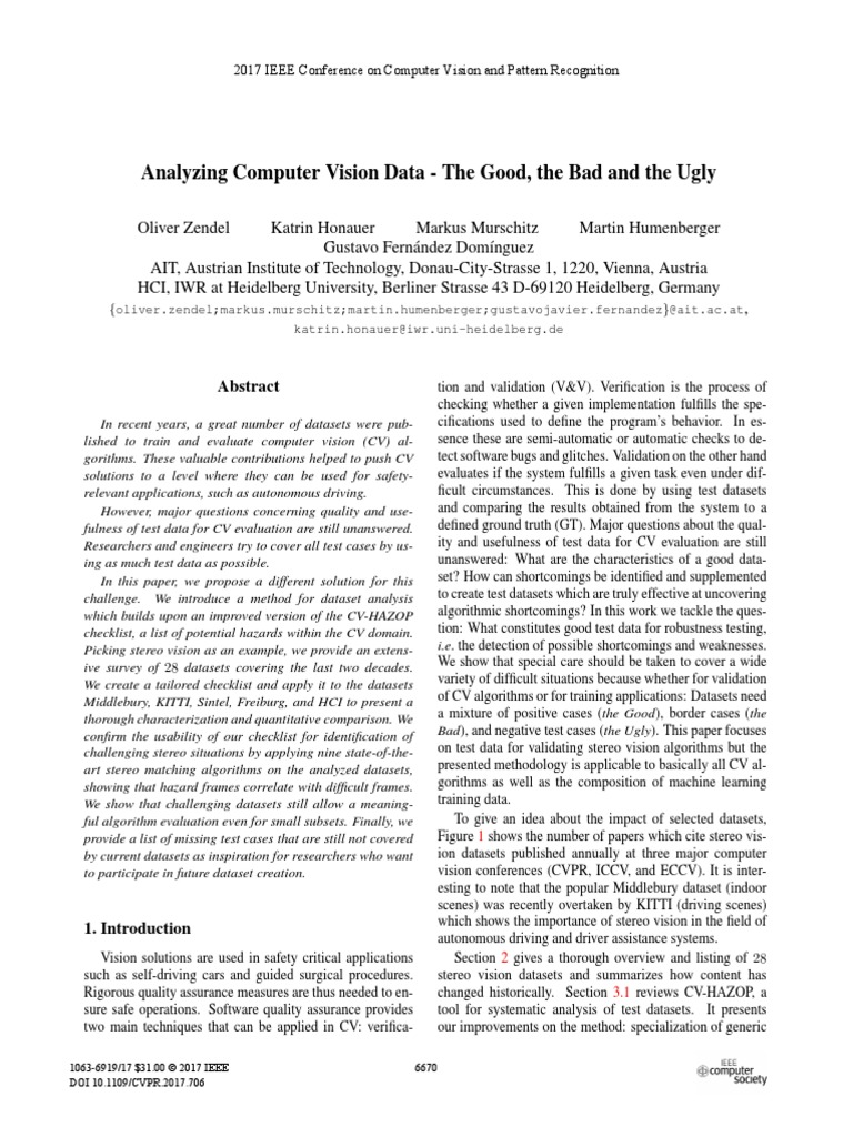 (Zendel2017) Analyzing Computer Vision Data - The Good The Bad and The ... (Zendel2017) Analyzing Computer Vision Data - The Good The Bad and The ...