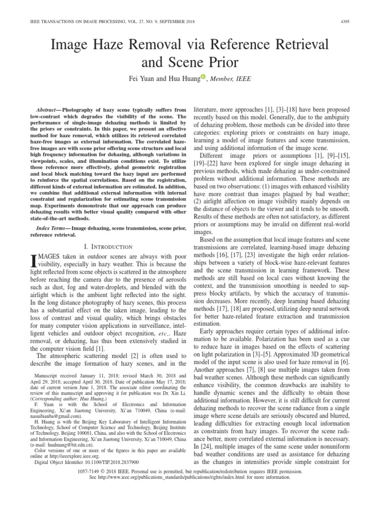 (Yuan2018) Image Haze Removal Via Reference Retrieval and Scene Prior | PDF | Image Segmentation ...