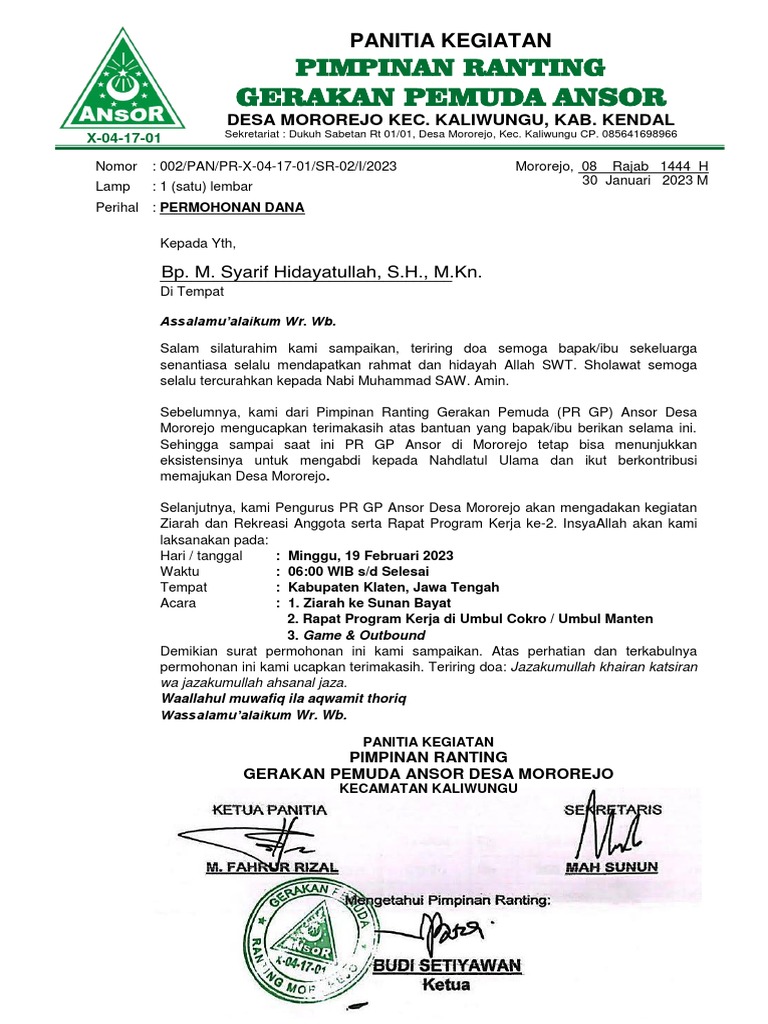 Surat Kepanitiaan Ansor | PDF