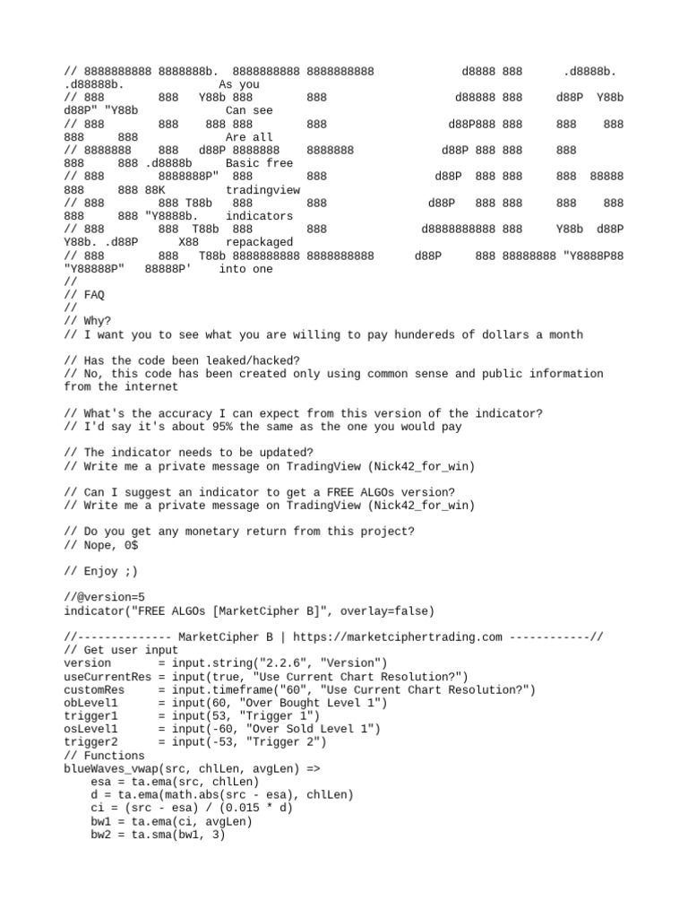 Free Market Cipher B Indicator Guide | PDF | Computing | Software