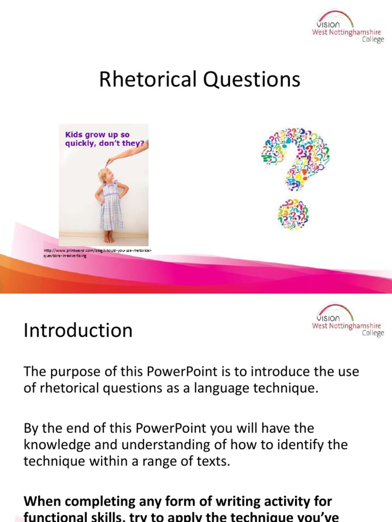 Rhetorical Questions Presentation | PDF | Rhetoric | Question