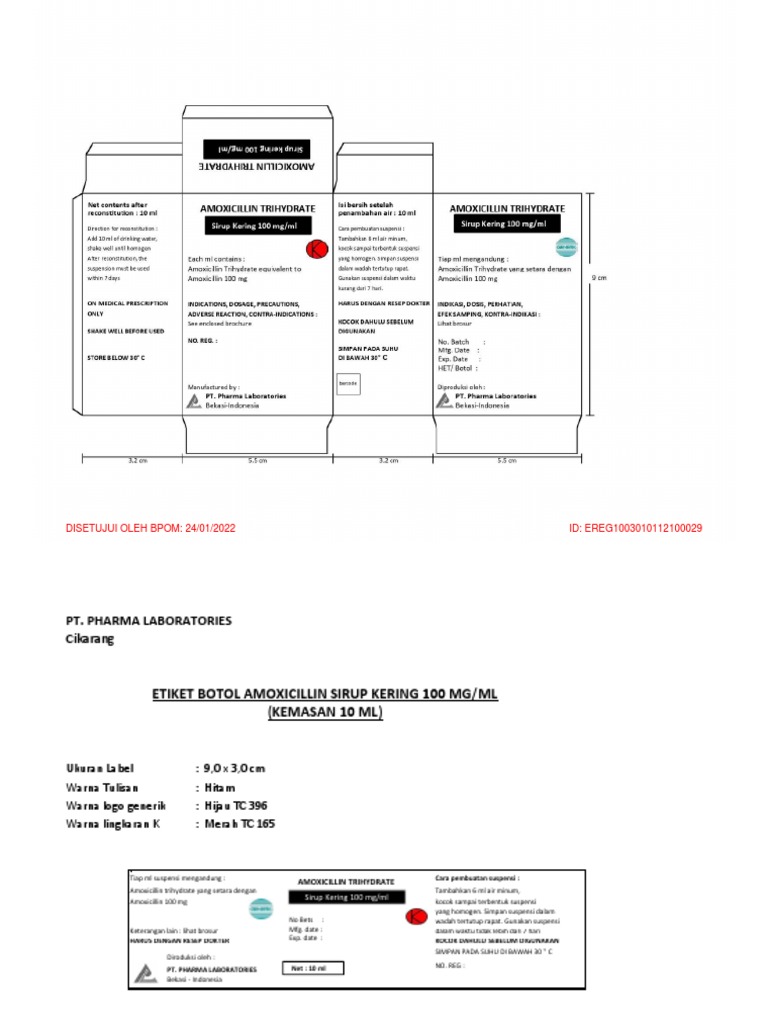 Label dan Dosis Amoxicillin Anak | PDF | Kesehatan Holistik