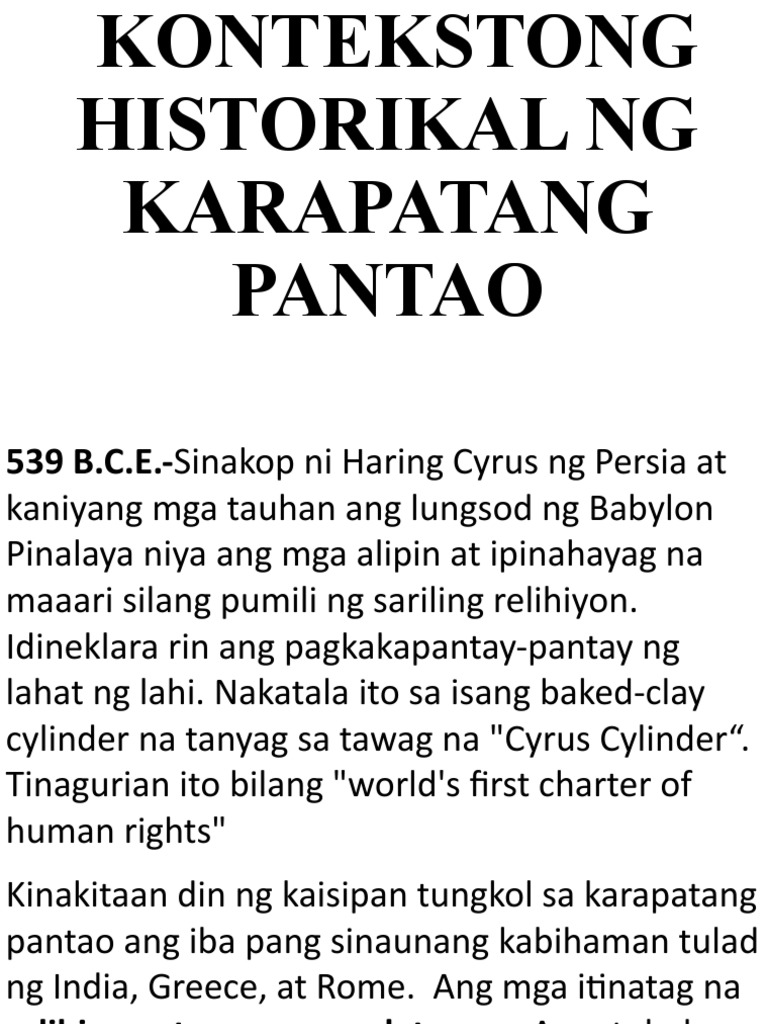 Kontekstong Historikal NG Karapatang Pantao | PDF