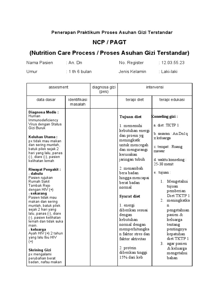 Asuhan Gizi untuk Pasien HIV Anak | PDF