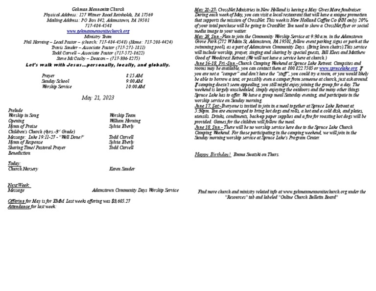 Bulletin - 2023 05 21 | PDF