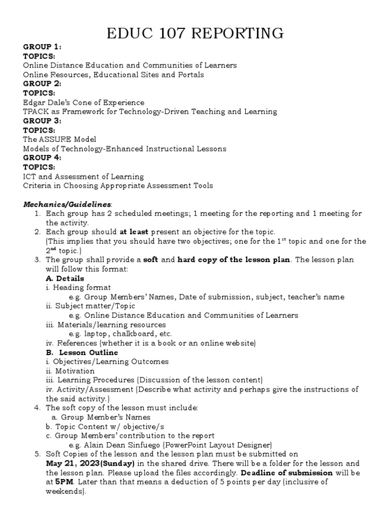 EDUC 107 Module For Reporting Finals | PDF