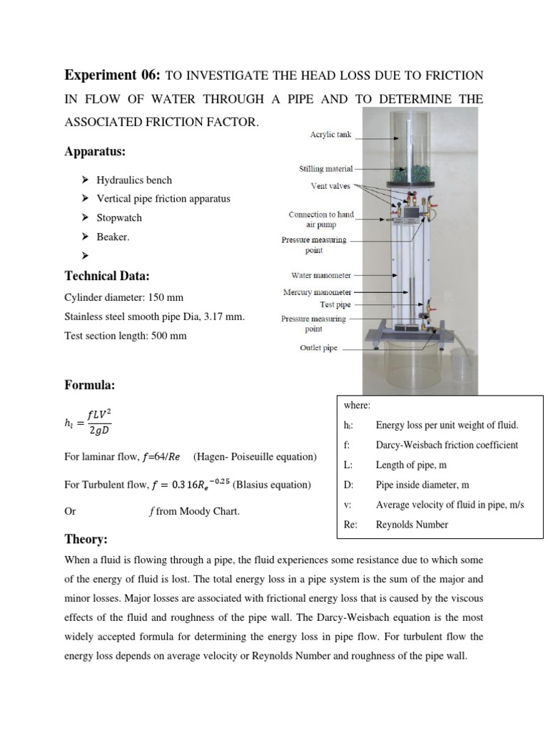 Exp 6 Advanced Fluid Mechanics Lab | PDF | Reynolds Number | Gas ...