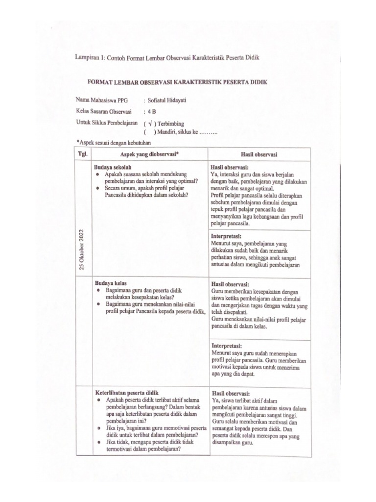 Hasil Observasi PPL 1 | PDF