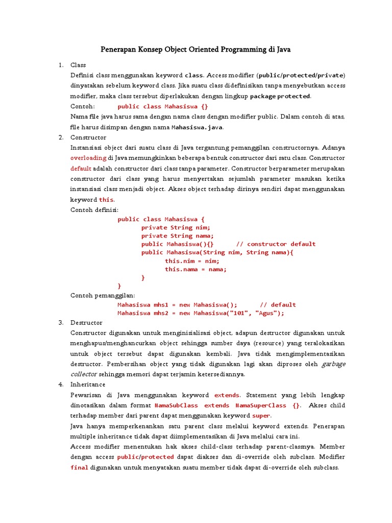 Implementasi OOP Di Java | PDF
