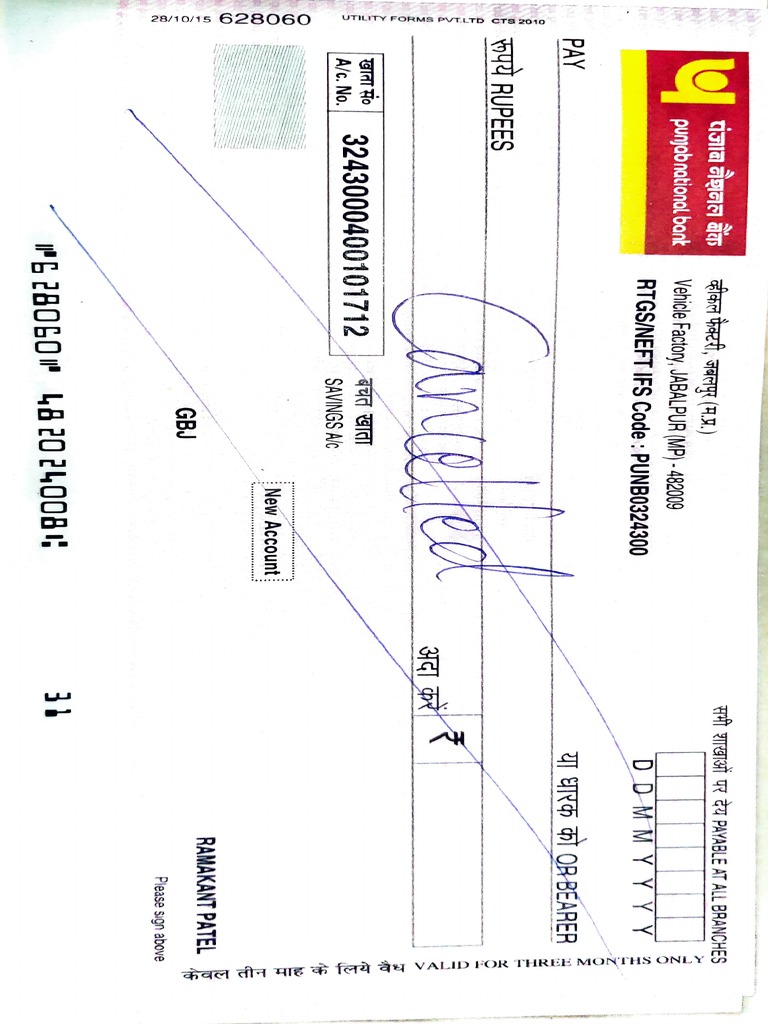 Cancelled Cheque PNB | PDF