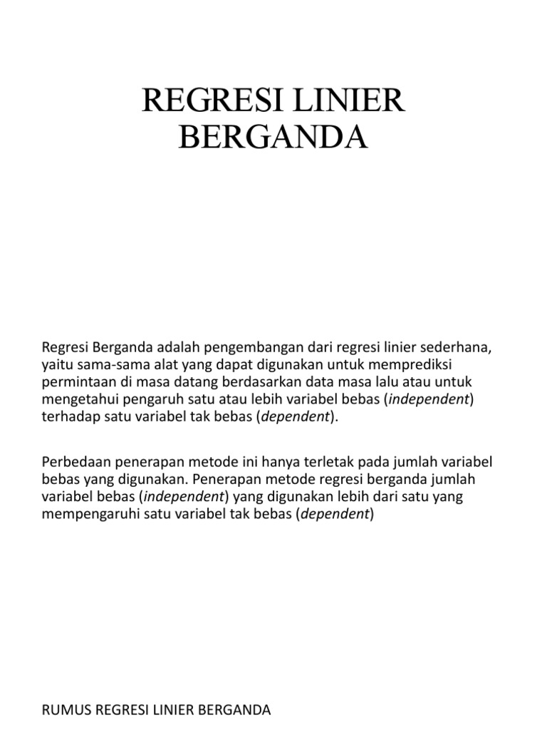 Regresi Linier Berganda | PDF