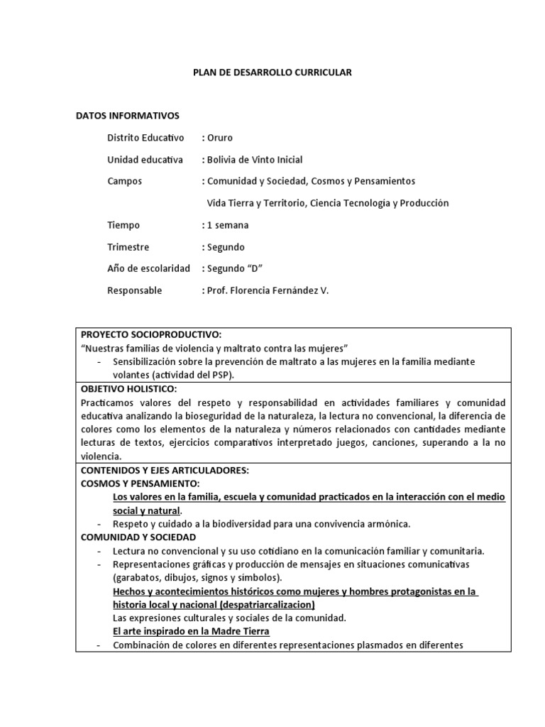Plan de Desarrollo Curricular | PDF | Naturaleza | Contaminación