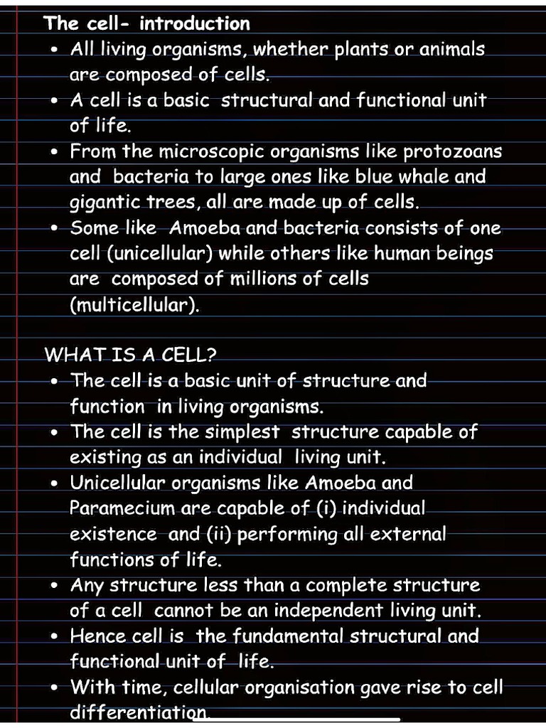 Intro Cell Theory Notes | PDF